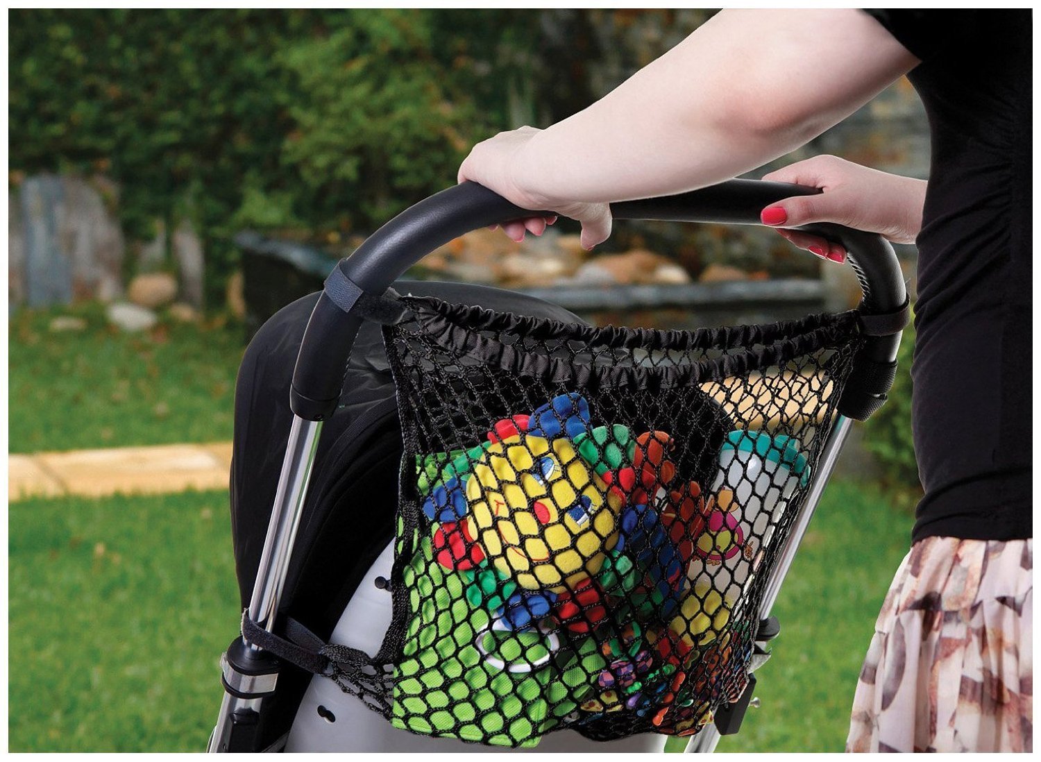 Dreambaby Strollerbuddy Stroller Net Bag - Pushchair & Pram Mesh Net Storage Bag Organizer -Black - Model F235