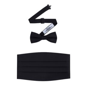 men's formal satin bowtie and cummerbund set - black, by s. h. churchill