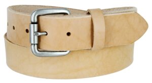 natural finish full grain leather belt with roller buckle 1 1/2" (natural,36)