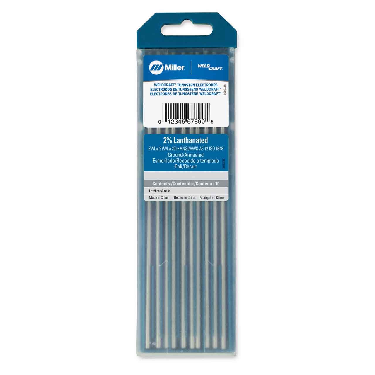 Tungsten Electrode, 1/8 In D, 7 In L, PK10