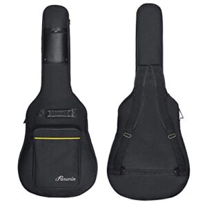 faswin 41 inches guitar bag dual adjustable shoulder strap acoustic guitar gig bag, guitar case waterproof oxford cloth 0.3 inch thicken sponge pad, black