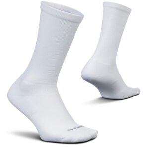 feetures unisex therapeutic cushion crew sock (large, white)