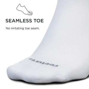 Feetures Unisex Therapeutic Cushion Crew Sock (Large, White)