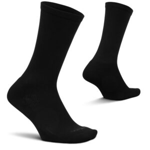 feetures therapeutic cushion crew- diabetic compression socks for men & women, moisture wicking- medium, black