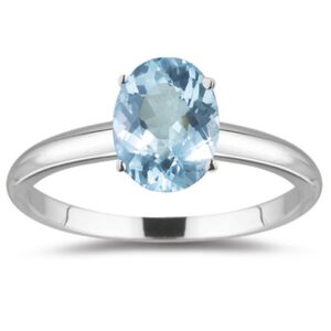 vogati 0.75 cts aquamarine solitaire ring in 14k white gold-10.0