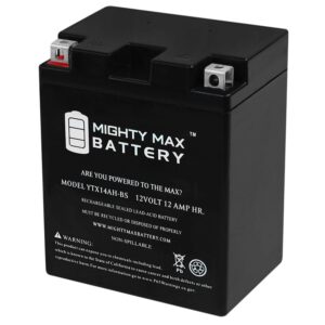 mighty max battery ytx14ah-bs - 12 volt 12 ah, 210 cca, rechargeable maintenance free sla agm motorcycle battery