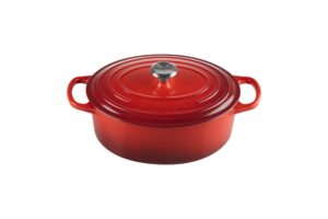 le creuset cast iron signature oval casserole, 27cm, cherry red