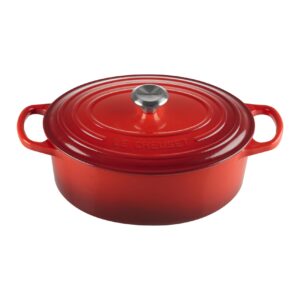 Le Creuset Cast Iron Signature Oval Casserole, 27cm, Cherry Red