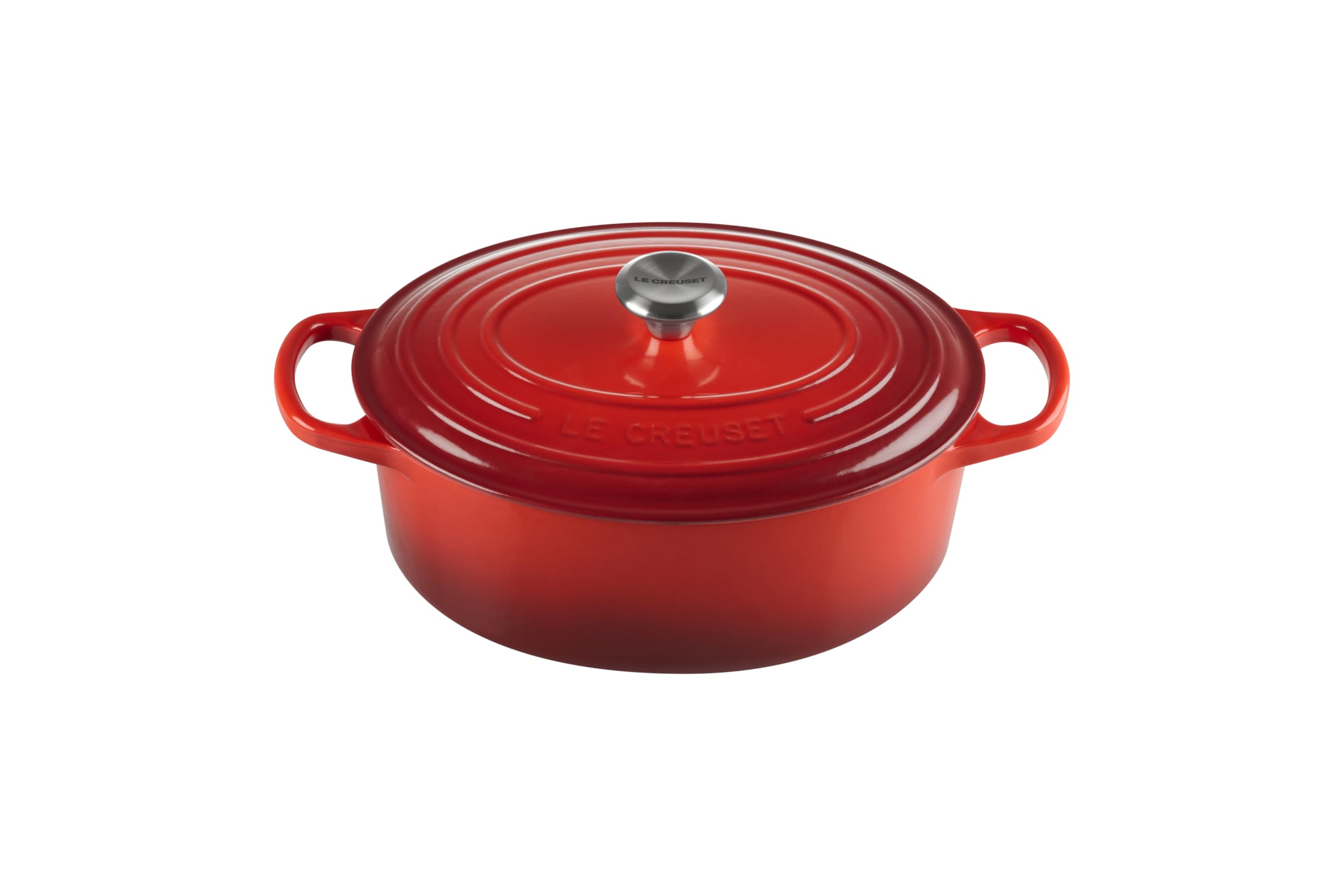 Le Creuset Cast Iron Signature Oval Casserole, 27cm, Cherry Red