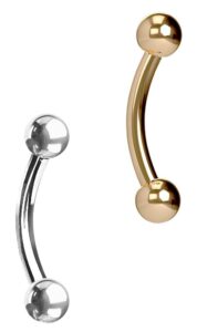 forbidden body jewelry stainless 316l surgical steel belly button ring 14g 3mm- titanium ip plated piercing - cute small steel & rose gold barbell belly rings women navel piercing set 2 pcs 5/16"