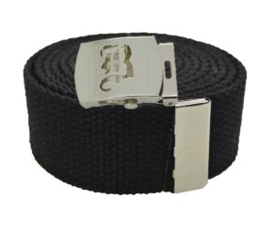 bodyjewelryonline old english initial b canvas military web black belt & silver buckle 60 inch