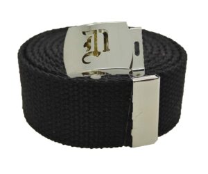 bodyjewelryonline old english initial d canvas military web black belt & silver buckle 60 inch