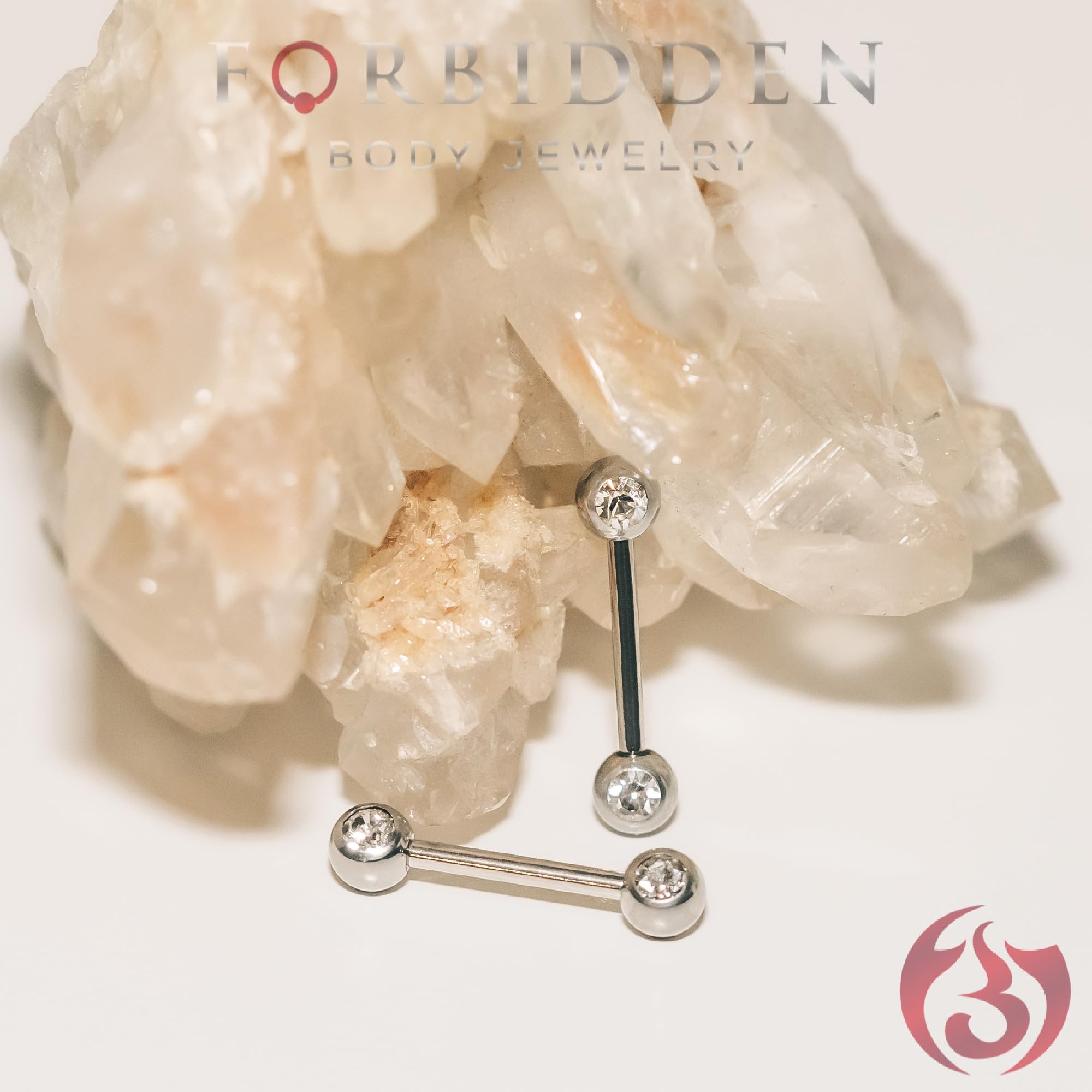 Forbidden Body Jewelry 14g Nipple Ring Barbells Set of 2, Pair of Clear CZ 12mm (1/2 Inch) Barbells with 5mm Balls