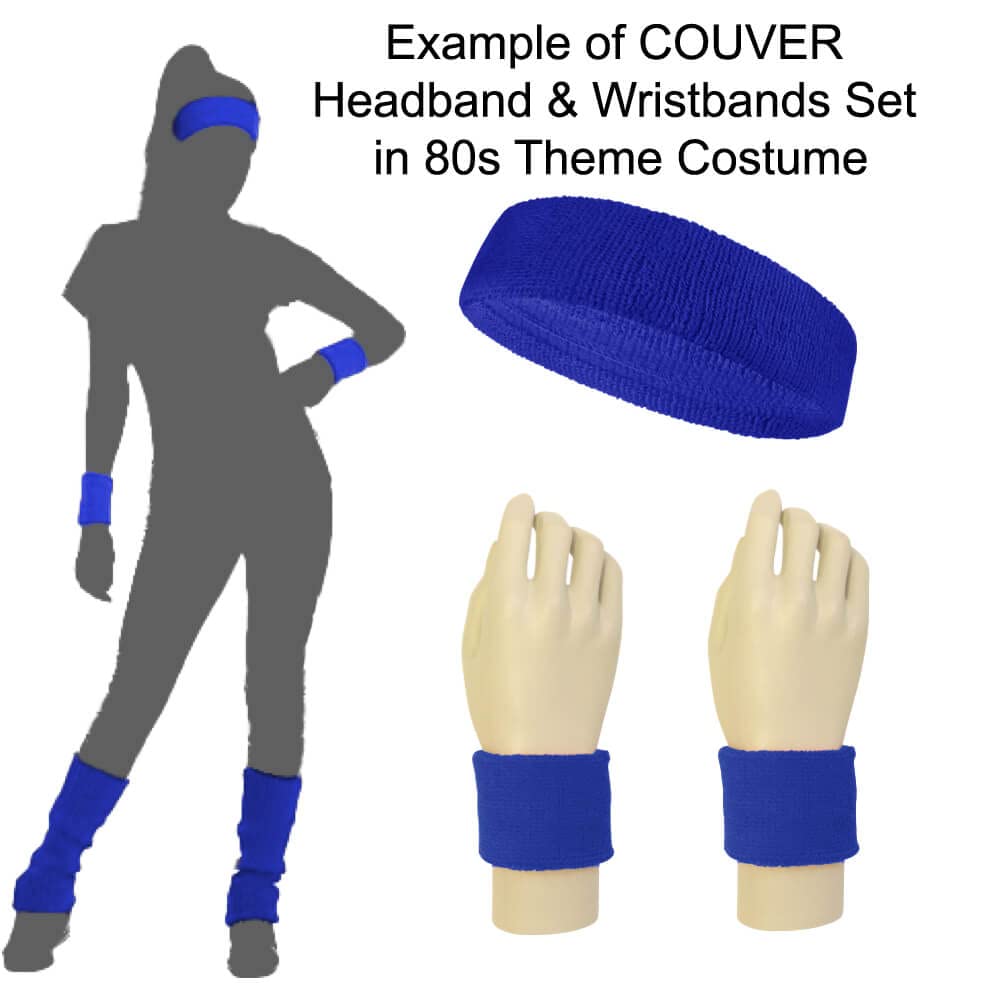 COUVER - Purple Athletic Sweatbands Set(Headband & 2PCs Wristbands) for Sports