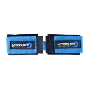 Myosource Kinetic Bands Tumble Pro X Ankle Straps Kit – Cheerleading Standing Tumbling Equipment, Gymnastics Backhandspring Trainer – Includes Flexibility Stunt Stretch Strap – Blue