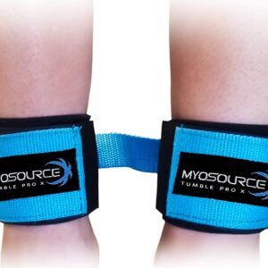 Myosource Kinetic Bands Tumble Pro X Ankle Straps Kit – Cheerleading Standing Tumbling Equipment, Gymnastics Backhandspring Trainer – Includes Flexibility Stunt Stretch Strap – Blue