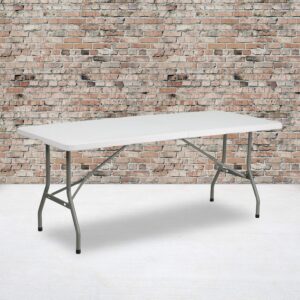 Flash Furniture Kathryn 6-Foot Bi-Fold Granite White Plastic Folding Table