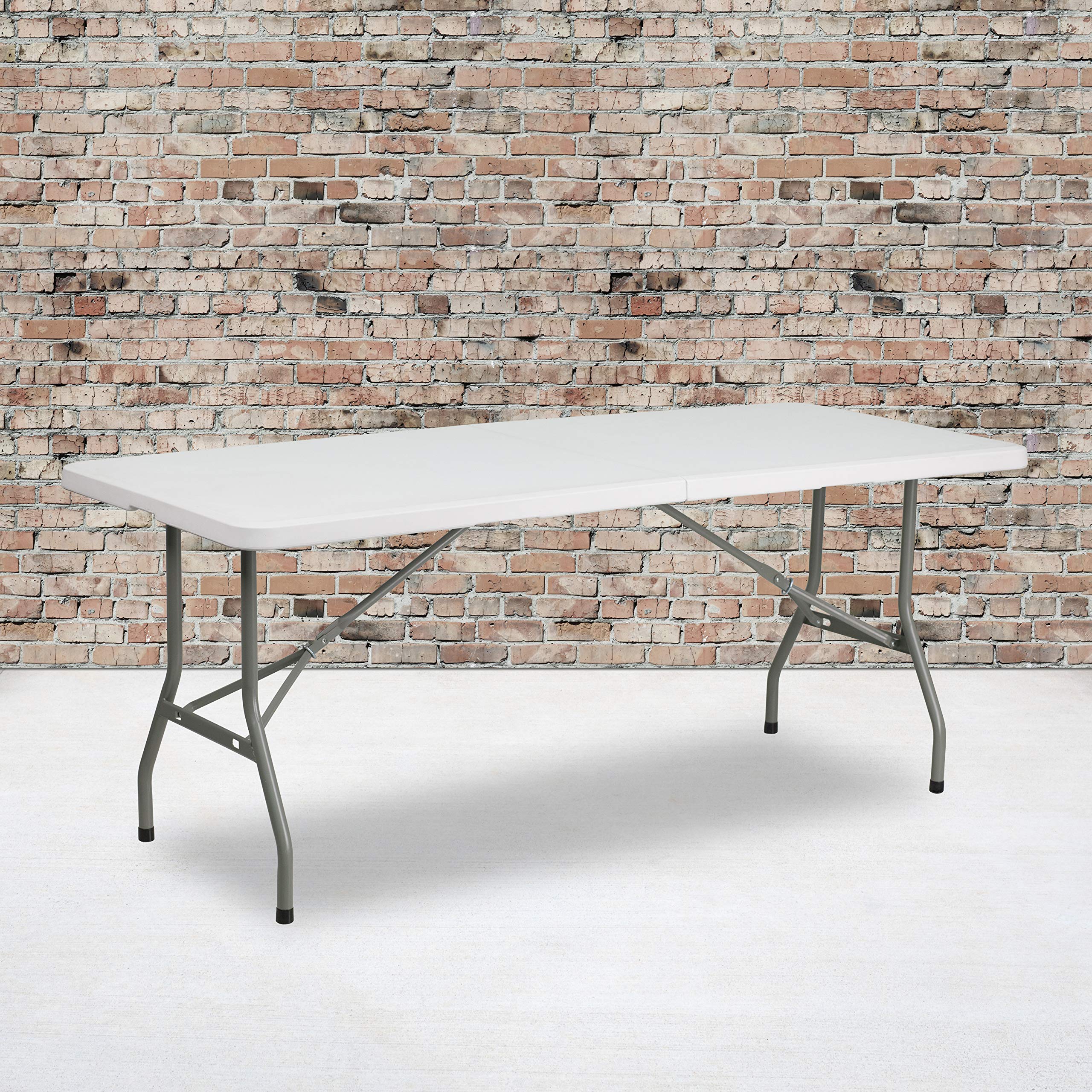 Flash Furniture Kathryn 6-Foot Bi-Fold Granite White Plastic Folding Table