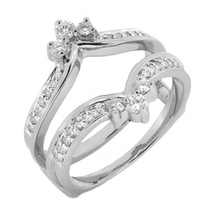 dazzlingrock collection 0.40 ctw. round white diamond anniversary enhancer ring in 14k white gold, size 6.5