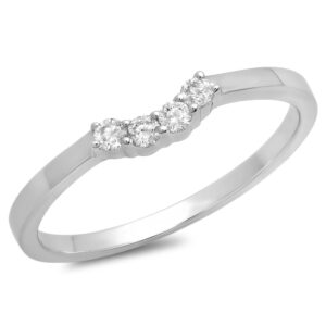 dazzlingrock collection 0.15 carat (ctw) 14k round diamond contour wedding stackable band guard ring, white gold, size 7