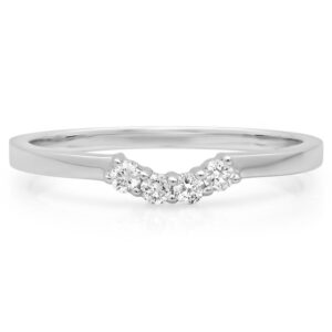 Dazzlingrock Collection 0.15 Carat (ctw) 14K Round Diamond Contour Wedding Stackable Band Guard Ring, White Gold, Size 7