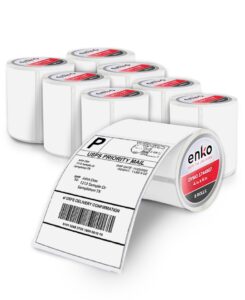 enko compatible zebra 4x6 label/dymo labels 1744907 (4 x 6") for dymo labelwriter 4xl shipping zebra direct thermal printer (8 rolls, 1760 labels)