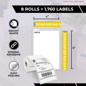 enKo Compatible Zebra 4x6 Label/Dymo Labels 1744907 (4 x 6") for Dymo Labelwriter 4XL Shipping Zebra Direct Thermal Printer (8 Rolls, 1760 Labels)