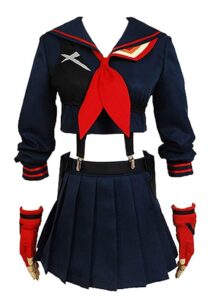 ya-cos halloween kill la kill girl's ryuko matoi dress suit cosplay costume,navy,womens: x-small