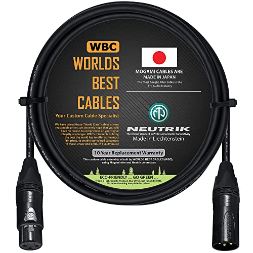 6 Foot - Balanced Microphone Cable CUSTOM MADE By WORLDS BEST CABLES - using Mogami 2549 (Black) wire and Neutrik NC3MXX-B & NC3FXX-B Gold XLR Plugs