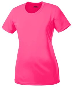 joe's usa dri-equip womens all sport neon color high visibility athletic t-shirt | neon pink, xl