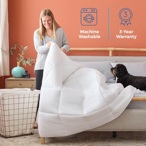 LINENSPA White Down Alternative Comforter and Duvet Insert - All-Season Comforter - Box Stitched Comforter - Bedding for Kids, Teens, and Adults - Twin