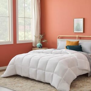 linenspa white down alternative comforter and duvet insert - all-season comforter - box stitched comforter - bedding for kids, teens, and adults - twin