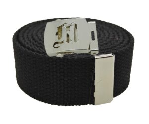 bodyjewelryonline old english initial m canvas military web black belt & silver buckle 60 inch