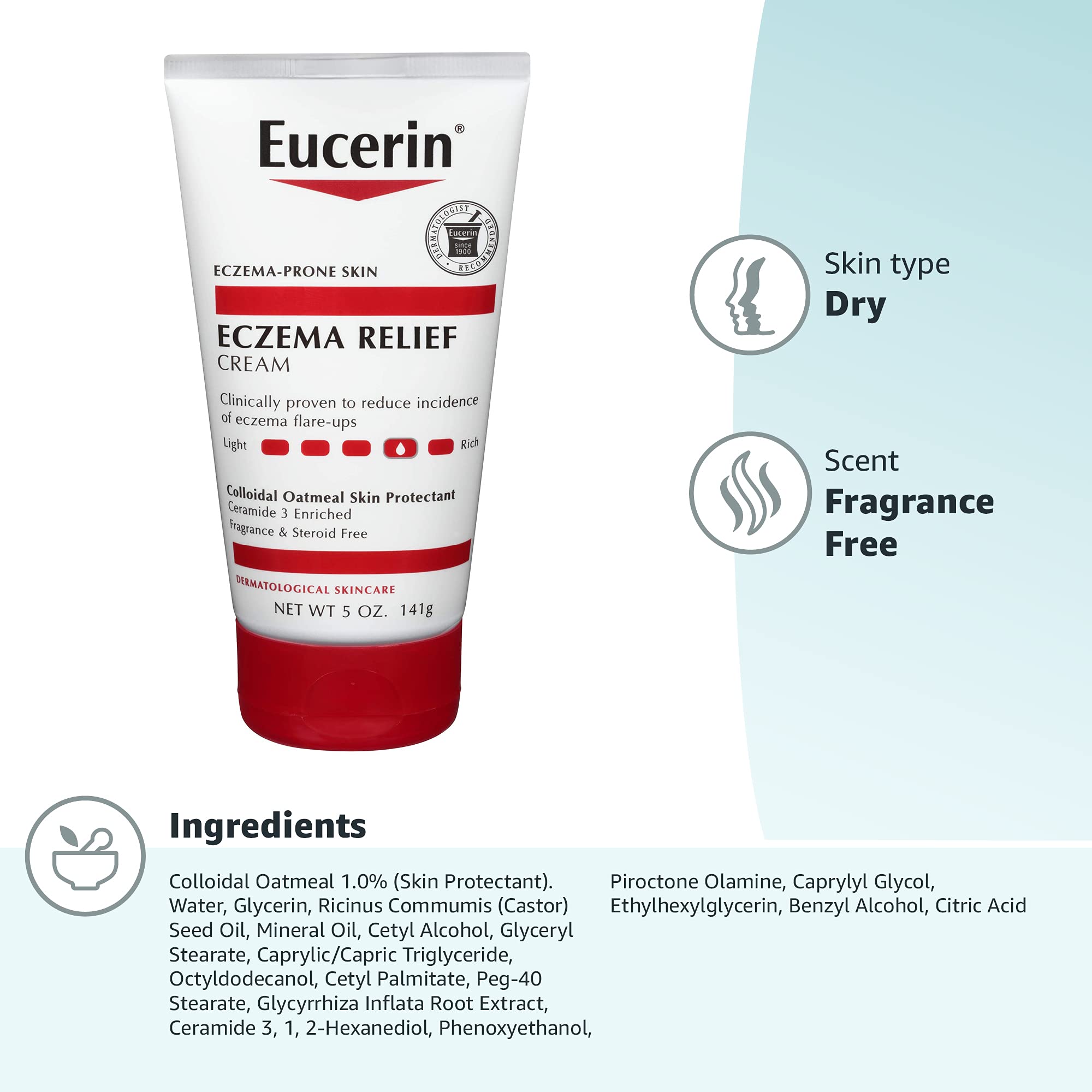 Eucerin Eczema Relief Cream - Full Body Daily Lotion for Eczema-Prone Skin - 5 oz. Tube