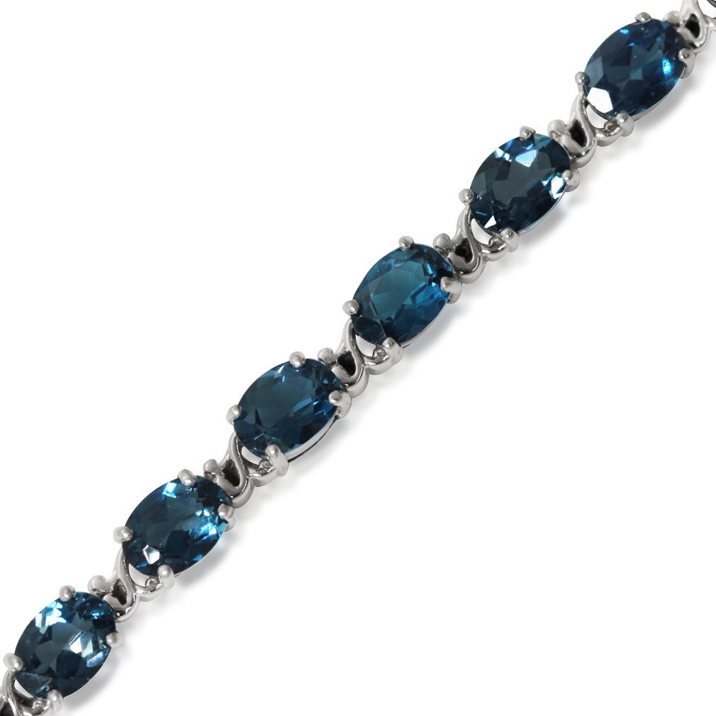 Silvershake 16.32ct Genuine London Blue Topaz 925 Sterling Silver Victorian Style 7.5 to 9 Inch Adjustable Bracelet