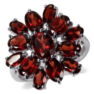 silvershake 6.13ct. natural garnet white gold plated 925 sterling silver cluster ring size 7