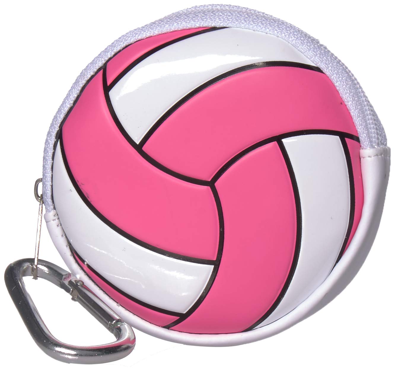 Tandem Sport Volleyball Coin Purse - White & Pink Volleyball Themed Wallet with Zipper Closure - Volleyball Gift Ideas - Gifts for Volleyball Players - Volleyball Accessories - Girls Volleyball Gifts