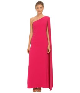 jill jill stuart women's cape one-shoulder gown, hot pink, 2