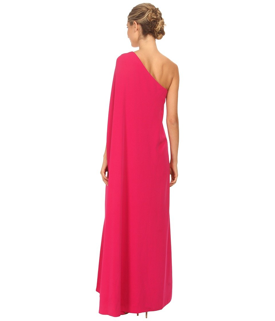 Jill Jill Stuart Women's Cape One-Shoulder Gown, Hot Pink, 2