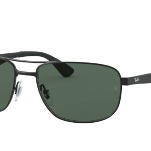 Ray-Ban Men's RB3528 Square Sunglasses, Matte Black/Dark Green, 61 mm