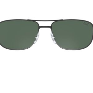 Ray-Ban Men's RB3528 Square Sunglasses, Matte Black/Dark Green, 61 mm