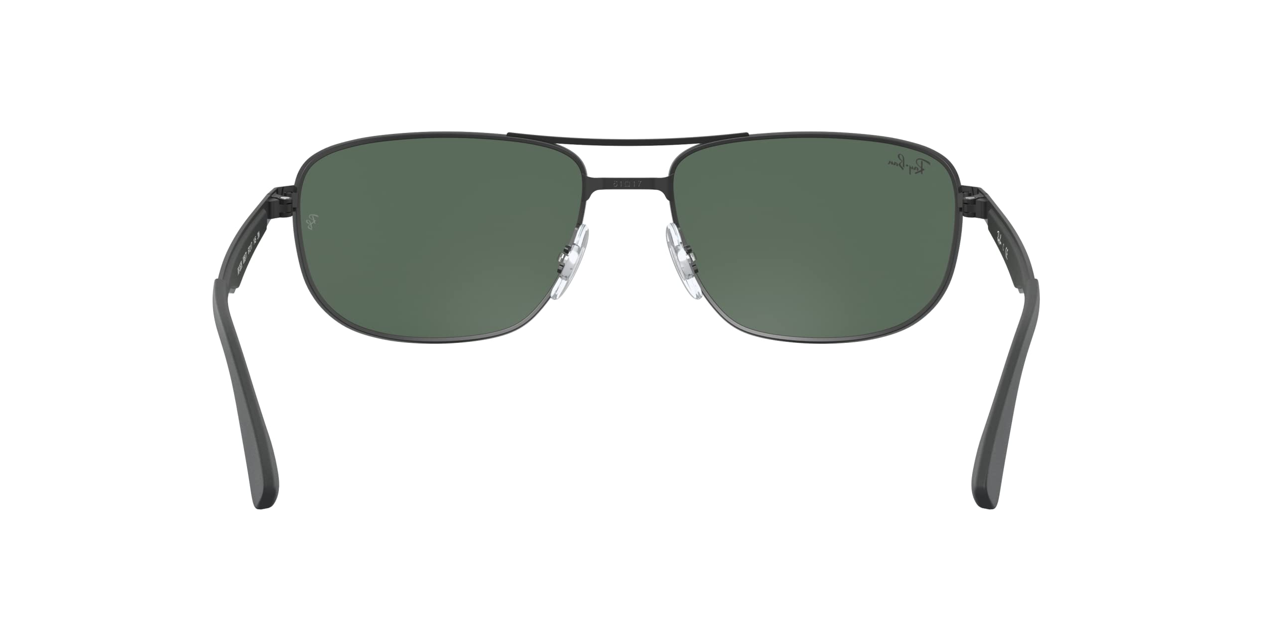 Ray-Ban Men's RB3528 Square Sunglasses, Matte Black/Dark Green, 61 mm