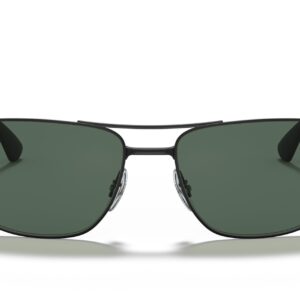 Ray-Ban Men's RB3528 Square Sunglasses, Matte Black/Dark Green, 61 mm