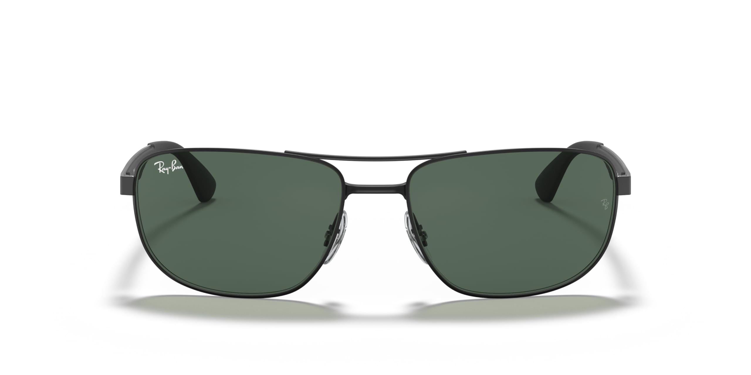 Ray-Ban Men's RB3528 Square Sunglasses, Matte Black/Dark Green, 61 mm