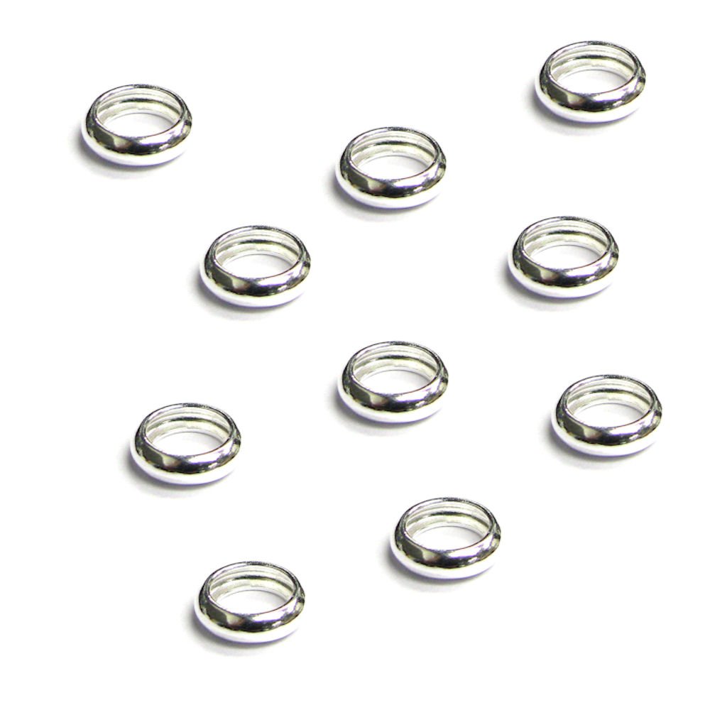 10 pcs Bright 925 Sterling Silver 7mm Round Spacer Ring fits European Charm Bracelets