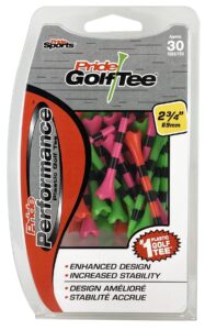 pride golf tee spikes 30 count tees, citrus mix, 2.75 us