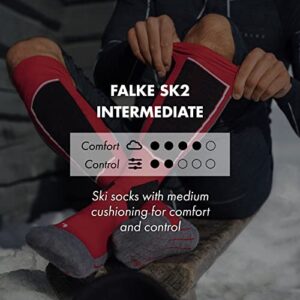 FALKE Women's SK2 Wool Ski Socks, Merino, Knee High, Mid Weight, Breathable Quick Dry, Warming Winter Athletic Sock, White (Off-White 2040), 6.5-7.5, 1 Pair