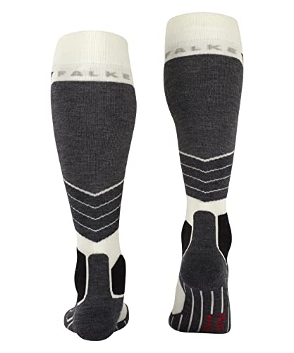 FALKE Women's SK2 Wool Ski Socks, Merino, Knee High, Mid Weight, Breathable Quick Dry, Warming Winter Athletic Sock, White (Off-White 2040), 6.5-7.5, 1 Pair