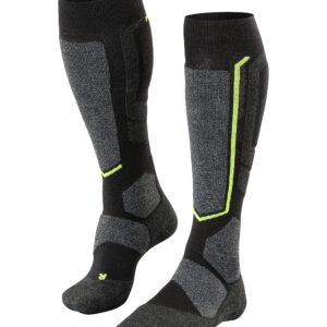 FALKE Men's SB2 Ski Socks For Snowboarding, Merino Wool, Knee High, Mid Weight Cushion, Breathable Quick Dry, Black (Black-Mix 3010), 12.5-13.5, 1 Pair