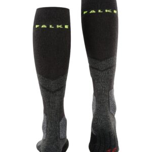 FALKE Men's SB2 Ski Socks For Snowboarding, Merino Wool, Knee High, Mid Weight Cushion, Breathable Quick Dry, Black (Black-Mix 3010), 12.5-13.5, 1 Pair